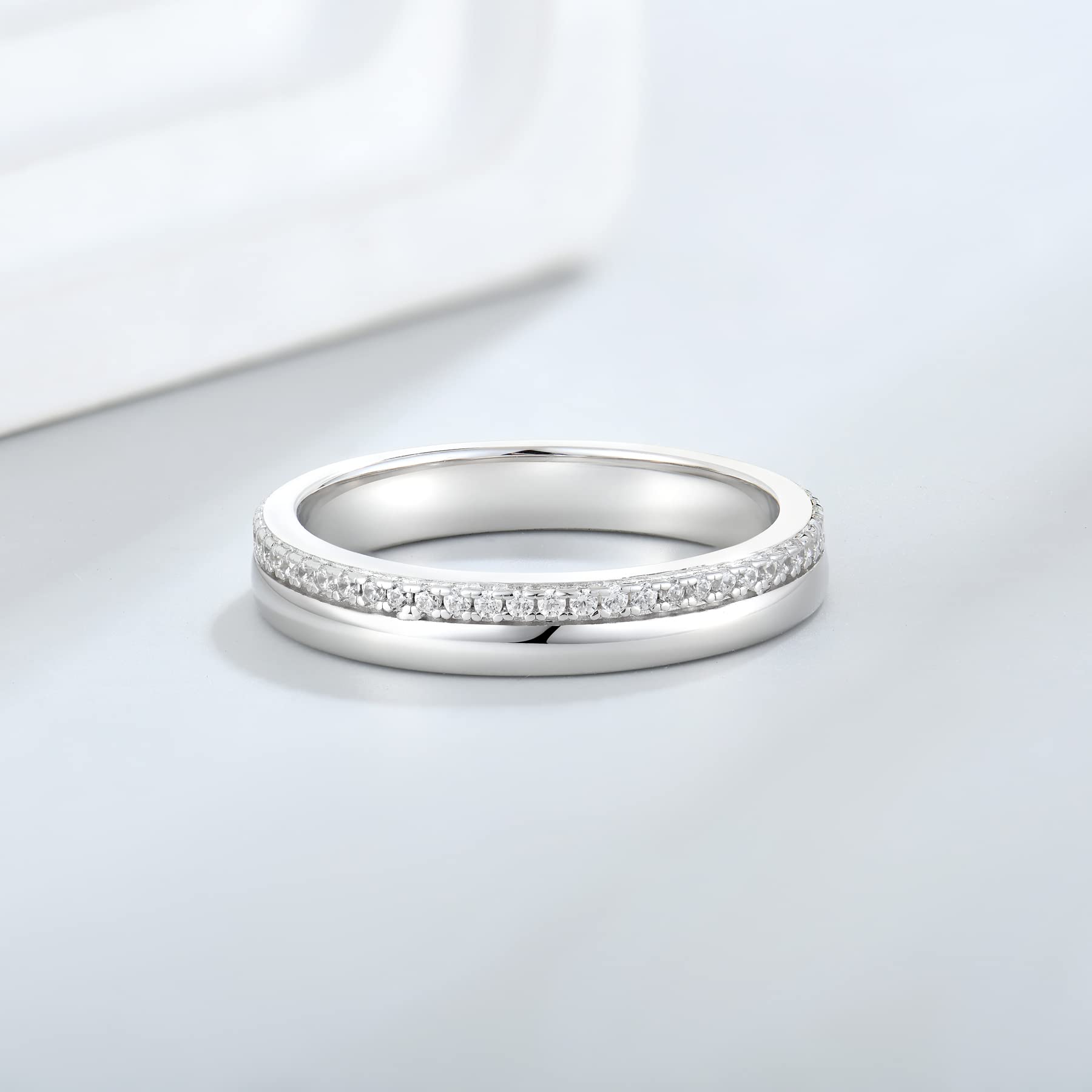 Romieka Rings Women's Eternity Ring 14K White Gold Plated 925 Sterling Silver 5A CZ Anniversary Wedding Engagement Ring, Size9