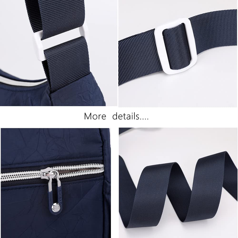 Sanxiner Lightweight Shoulder Bag, Multi-Pocket Crossbody Purses for Women,Water-Resistant Nylon Crossbody Bag (1-Dark Blue)