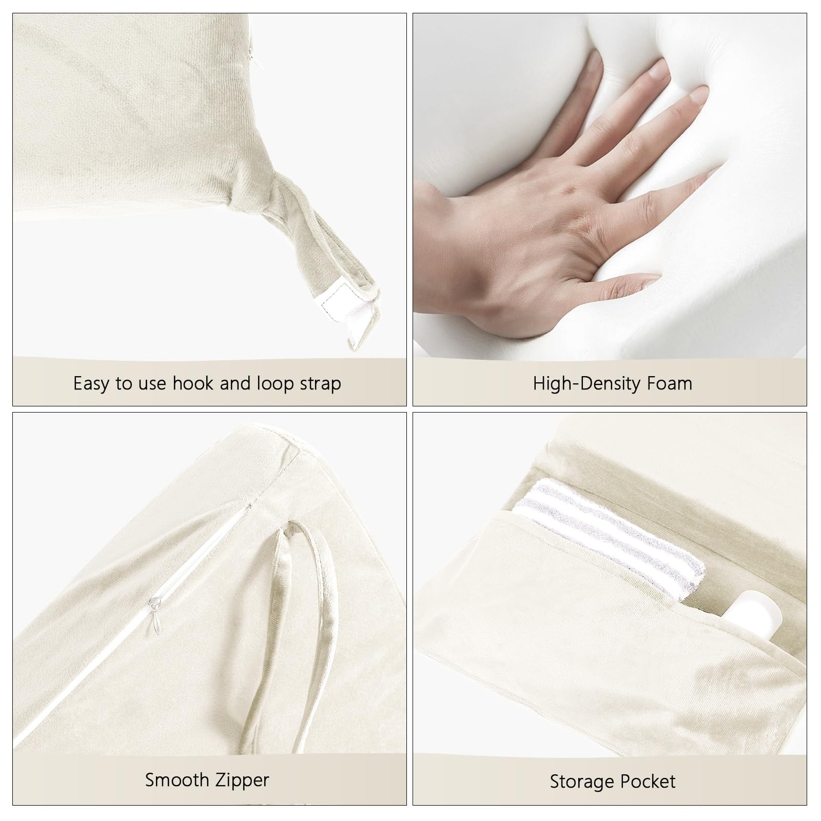 Lucky Monet 5Pcs Glider Rocker Replacement Cushions - Velvet Glider Cushions Replacement Set with Side Storage Pockets, Thick Glider Chair Cushions Washable & Non Slip, Cushion ONLY - Beige