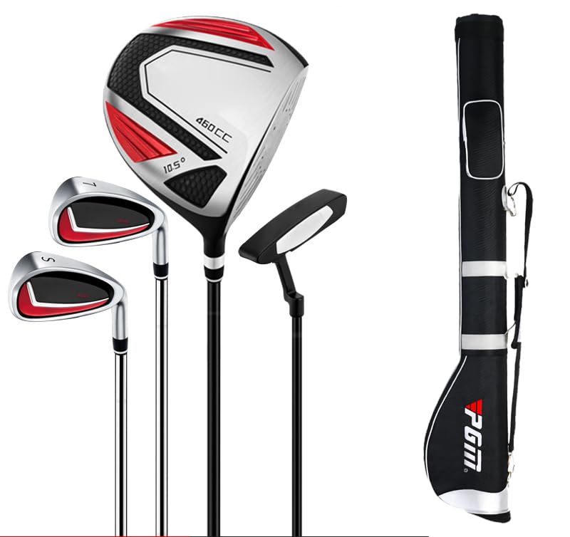 PGM Beginner Golf Clubs Sets for Men 5 Piece includes Golf Driver, 7 Irons, Sand Wedge, Putter and Lightweight Carry Sunday Club Golf Bag right handed