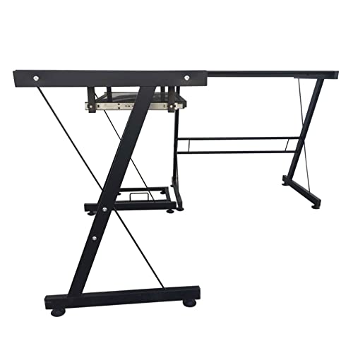 L-Shaped Computer Desk with Keyboard Tray, Large Modern Durable Workstation, Stalinite Splicing Office Desk Adjustable Height for Spaces Saving