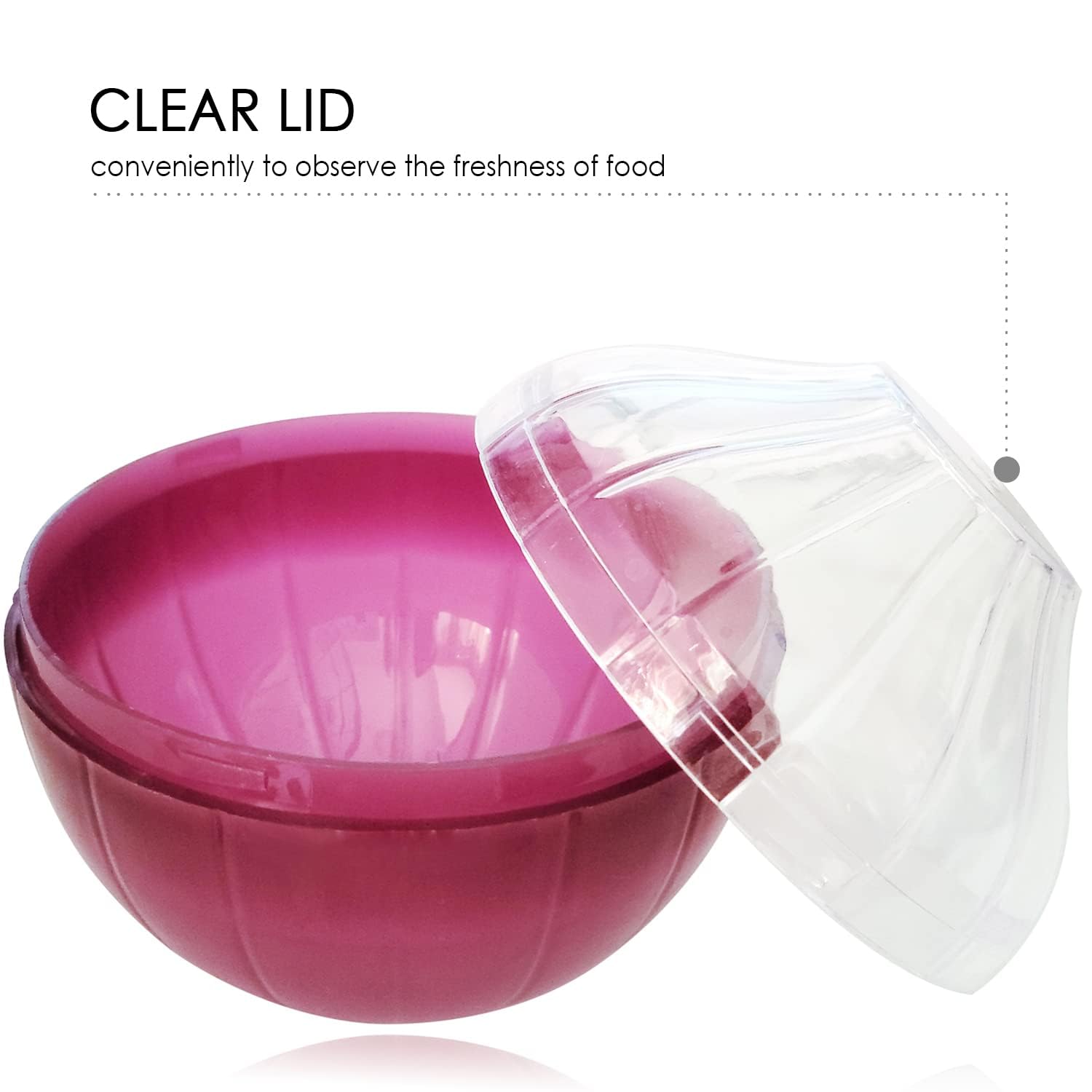 ZTFORUS Onion Keeper for Refrigerator, Reusable Food Storage Container with Lid, Onion Tomato Vegetable Saver Organizer, Clear Lid, Tight Seal