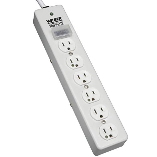 TRIPP LITE SPS606HGRA Surge Protector Strip Medical RT Angle Plug 6 Outlet 6-Feet Cord Light Gray