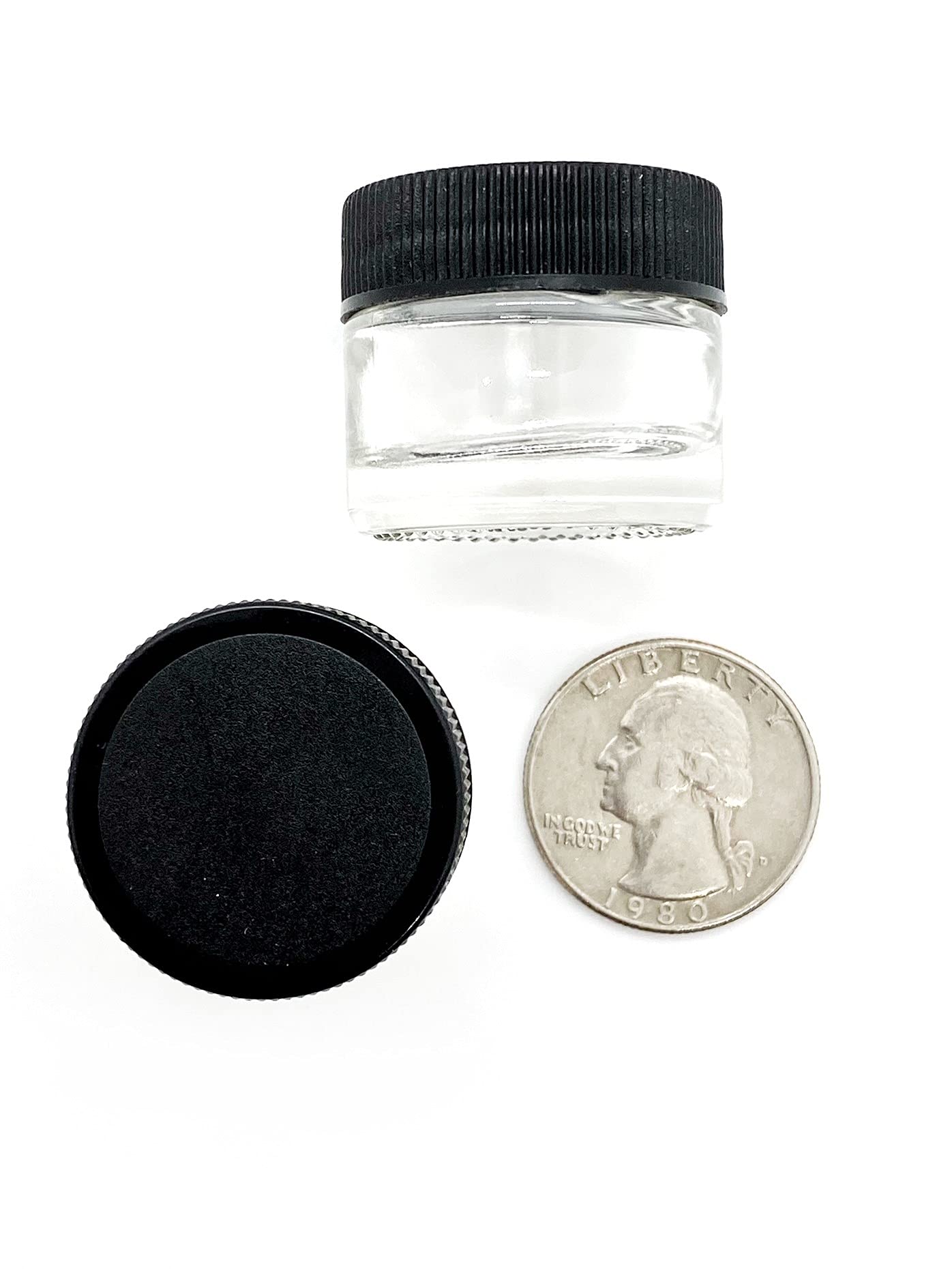 Skunkworx Packaging 7cc (2 Dram) Glass Concentrate Jars with Black Lids (12 Count)