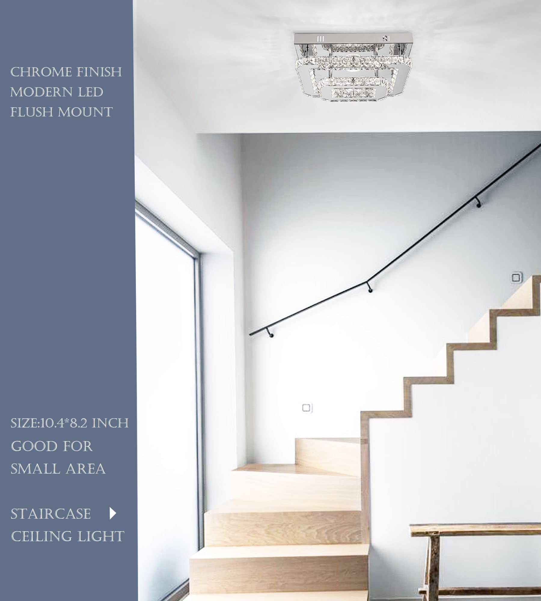 LED Crystal Chandelier Kitchen Ceiling Lights Crystal Flush Mount Ceiling Light Bedroom Chandelier Small Crystal Ceiling Light Fixture Modern Chandelier for Hallway Bathroom Chandelier Light,6000K