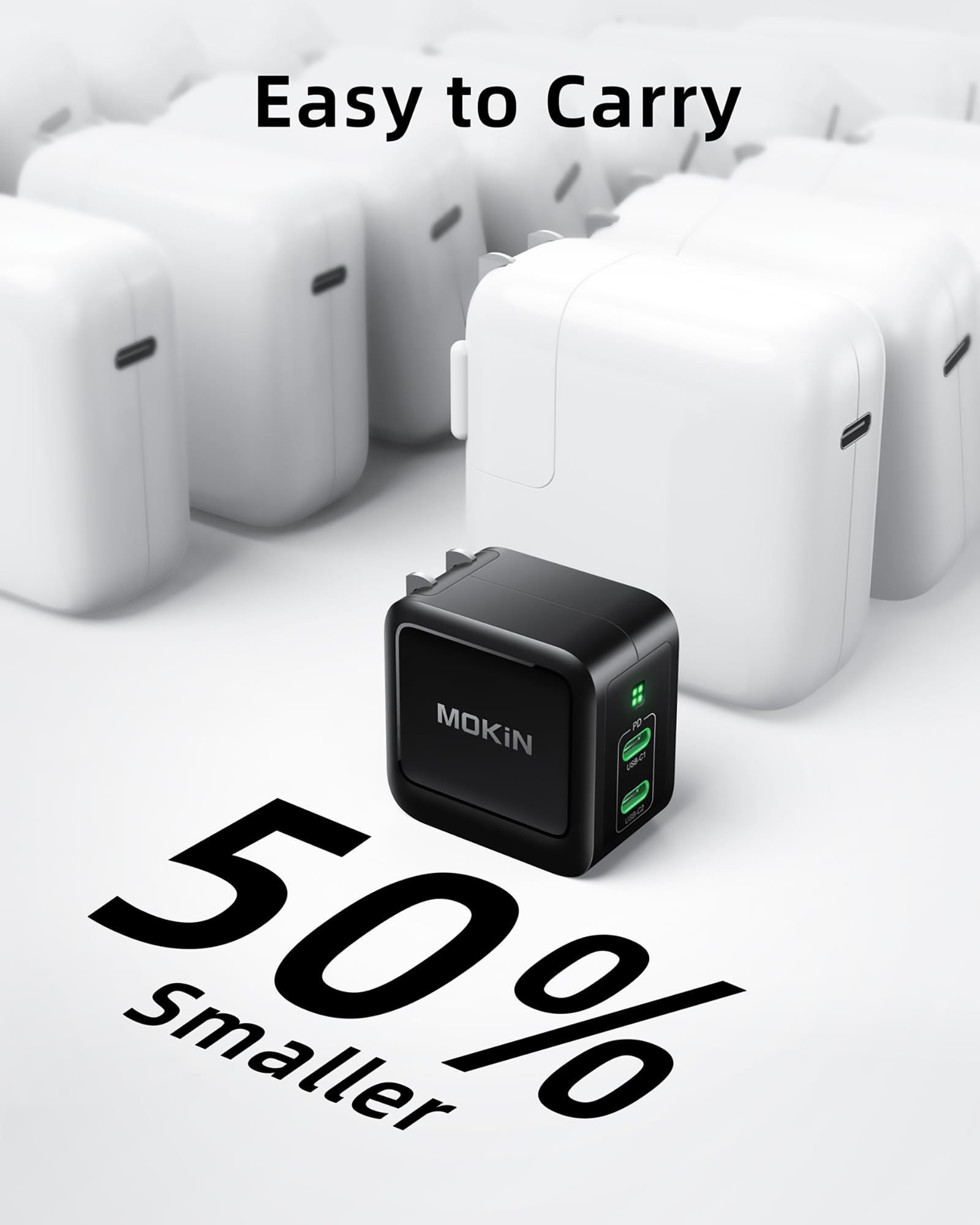 MOKiN 67W USB C Charger Block, GaN+ DP 3.0 USB C Fast Charging with Foldable Plug for MacBook Air, iPad Pro, iPhone 15 14 13 12 Pro/Plus/Pro Max, Galaxy S23, Apple Watch.