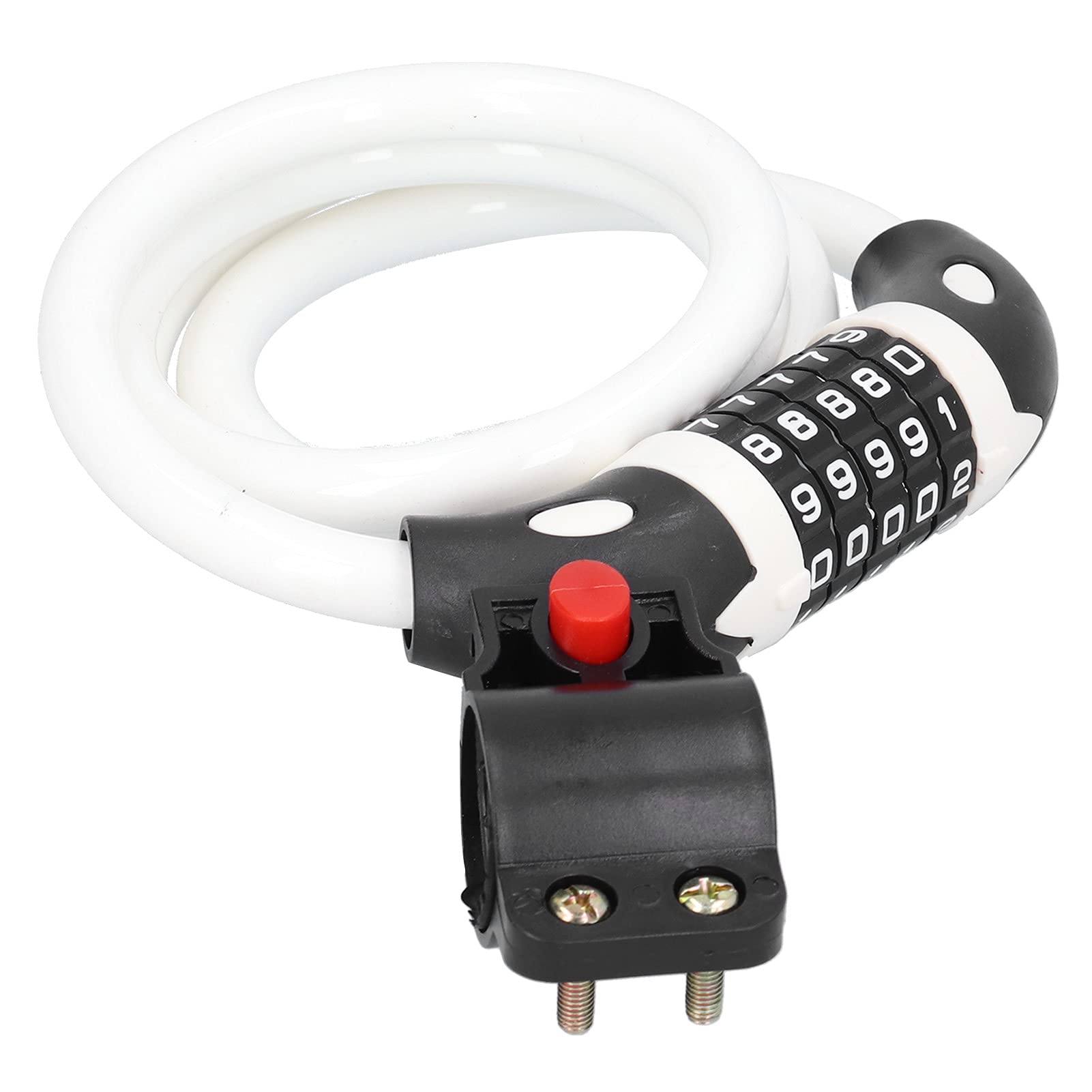 Password Lock 5‑Digit Code Combination Lock Bike Security Anti‑Theft Lock(White)