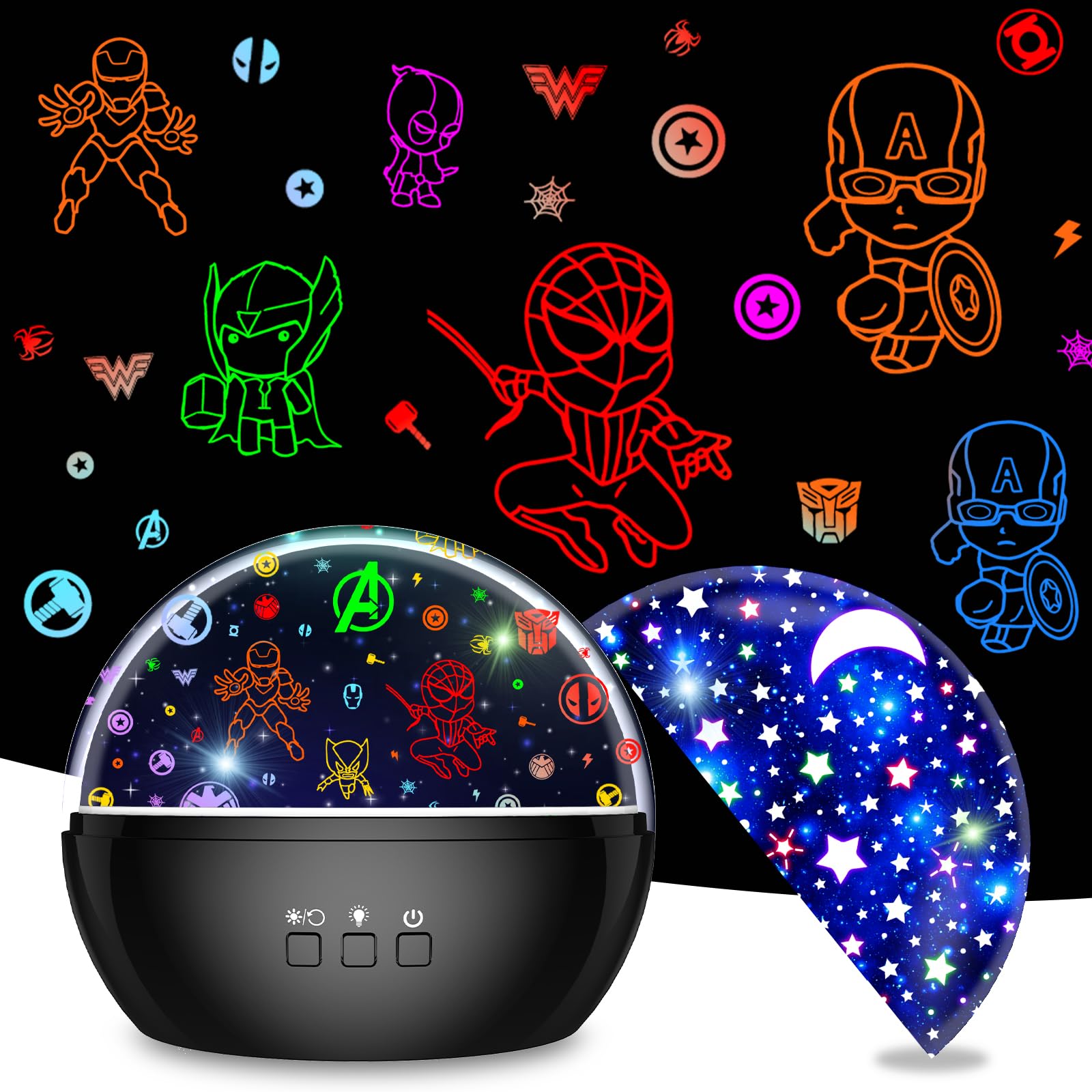 Star Projector Night Light for Kids Baby Night Light Projector with Timer Lamp for Sleeping Soother Nursery Bedroom Decor, Gift Toys for 2-10 Year Old Girls Boys - Black