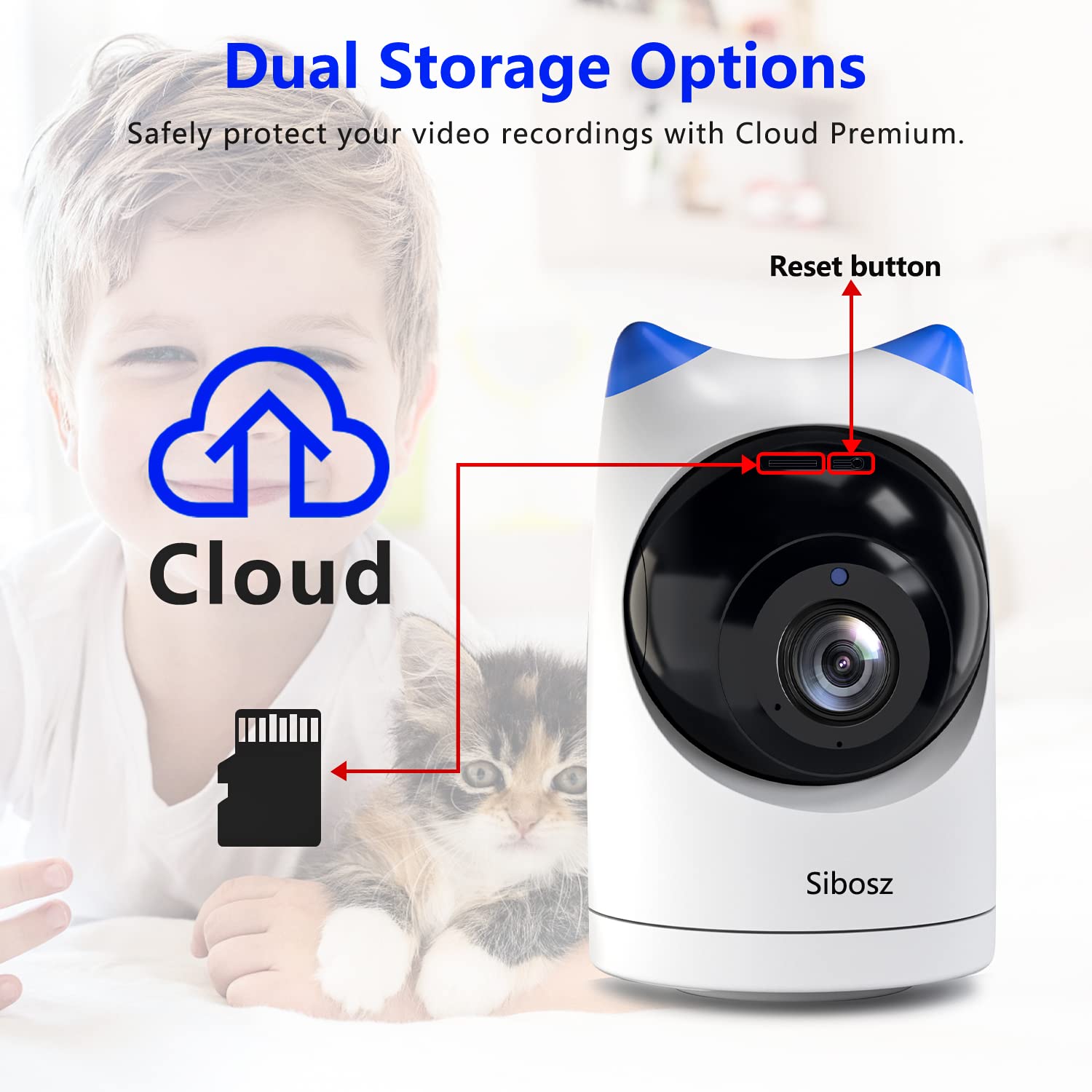 Sibosz Wireless 5G Security Camera, 360° 2MP Cute Home Surveillance Camera for Baby Pet Monitor Dual Band 5/2.4GHz WiFi with Night Vision Motion Detection 2 Way Audio Support Local/Cloud Storage