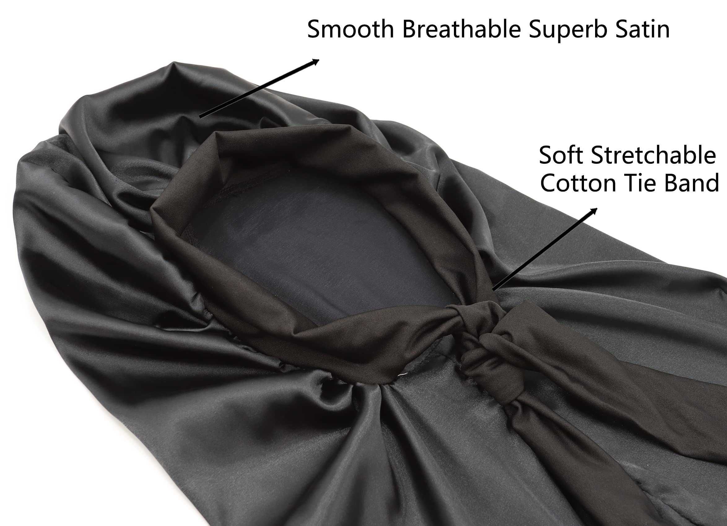 SENGTERM Silk Braid Bonnet Long Satin Bonnet Sleep Cap with tie Band Adjustable Bonnet for Women Curly Dreadlocks Frizzy Hair