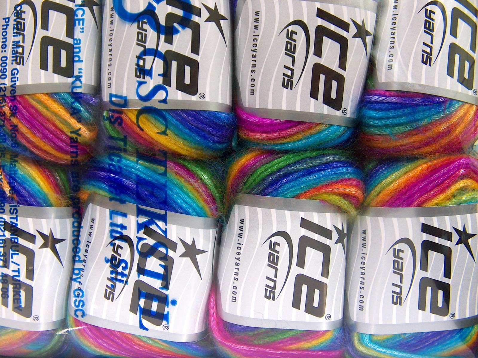 Lot of 8 Skeins Ice Yarns PICASSO Hand Knitting Yarn Rainbow