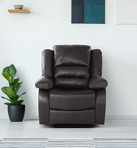 Lexicon Azrael Faux Leather Manual Reclining Chair, 37.5" W, Brown