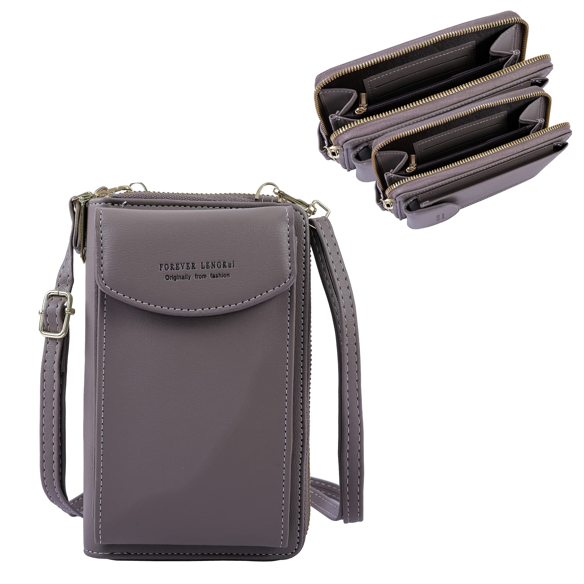Shoulder Handbag For Women Purse Wallet Small Crossbody Bag With Credit Card(Grey)