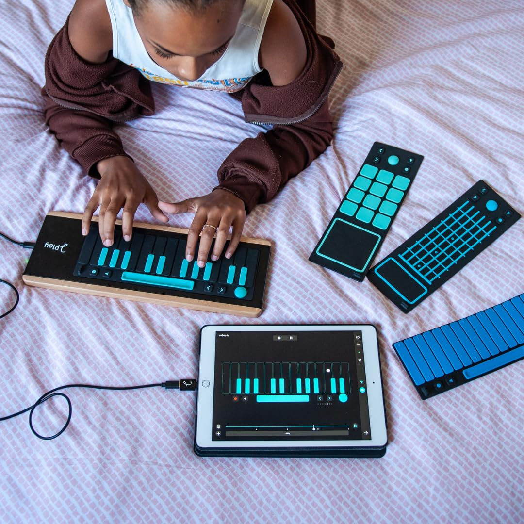 Piano Pad Accessory for J-Play MIDI Controller - 25 Keys and Effect Zone, Dedicated Musical App Included, Plug & Play Music Instrument Fire Edition