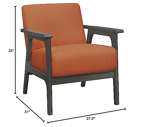 Lexicon Odis Fabric Upholstered Wood Arm Lounge Chair, Orange