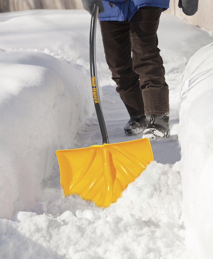 True Temper 1603400 Pusher Poly Snow Shovel, 18-Inch, Yellow