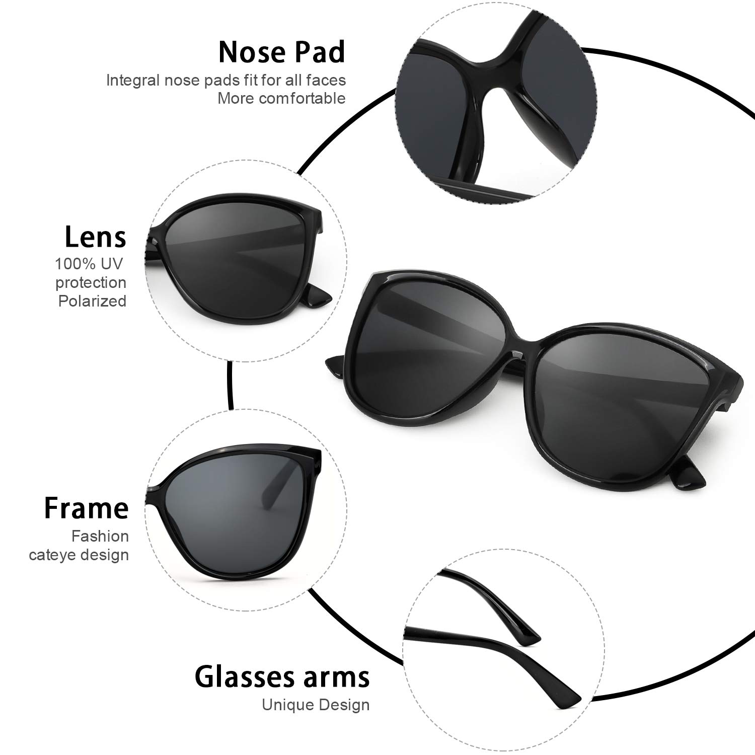 SIPHEW 2 Pack Classic Round Polarized Sunglasses for Women Lightweight UV Protection Anti-Glare Shades
