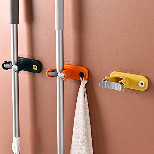 WYKDD 4pcs Bathroom Storage Rack Mop Holder Broom Hook Punch-Free Cleaning Tools Organizer Home Gadget for Home Shop