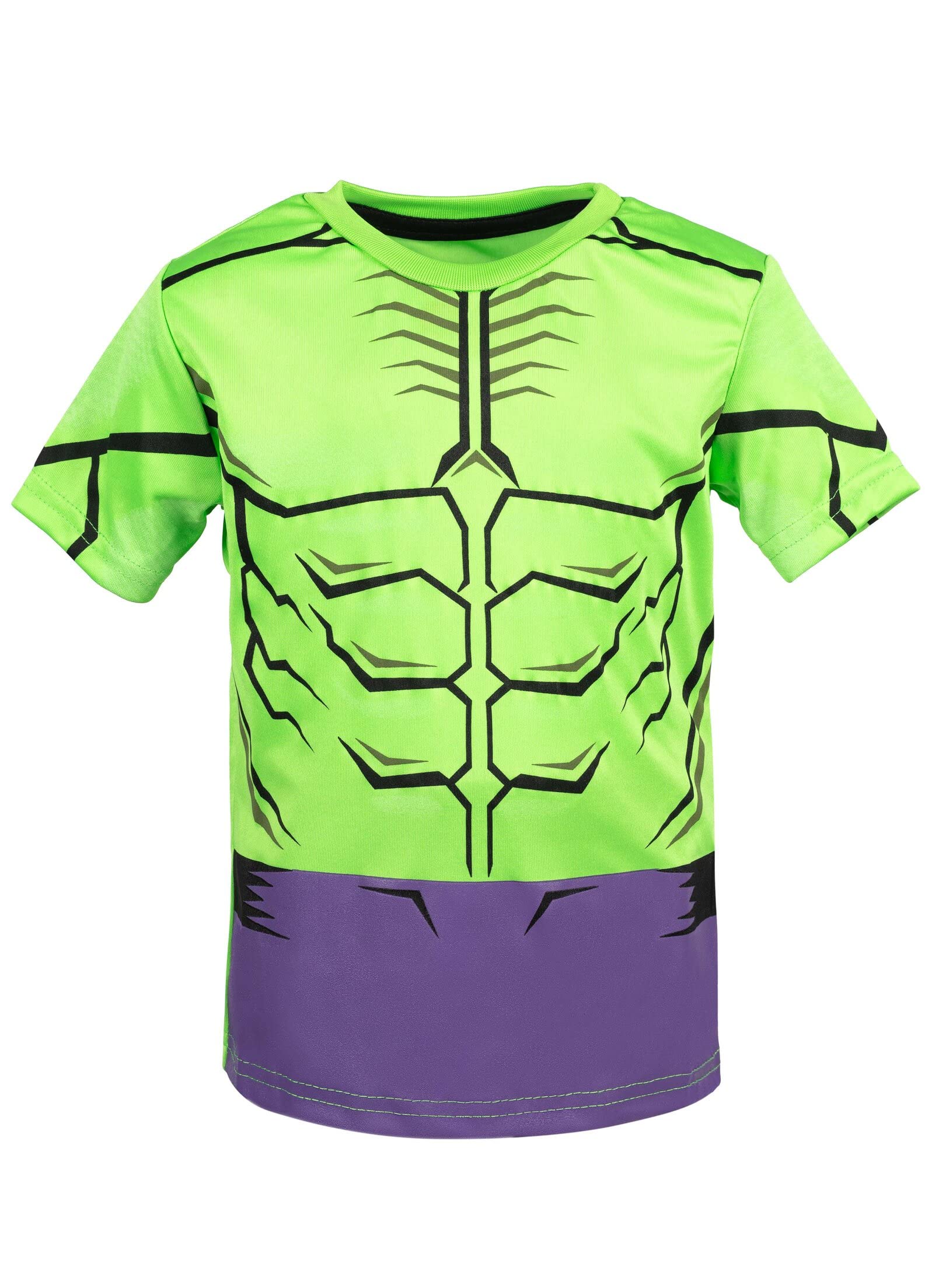 Marvel Avengers Hulk Little Boys' Athletic T-Shirt & Mesh Shorts Set, Green/Purple (5)