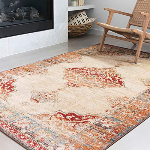 Loloi II Isadora Collection ISA-04 ANT. Ivory/Sunset, Transitional 8'-0" x 10'-0" Area Rug