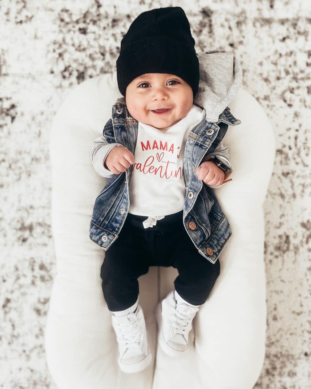 YOKJZJD Infant Toddler Baby Boy Valentines Day Outfits Letter Pullover Sweatshirt Long Sleeve T-Shirt Top Pants Fall Clothes Set (Mama's valentine, 6-12 Months)