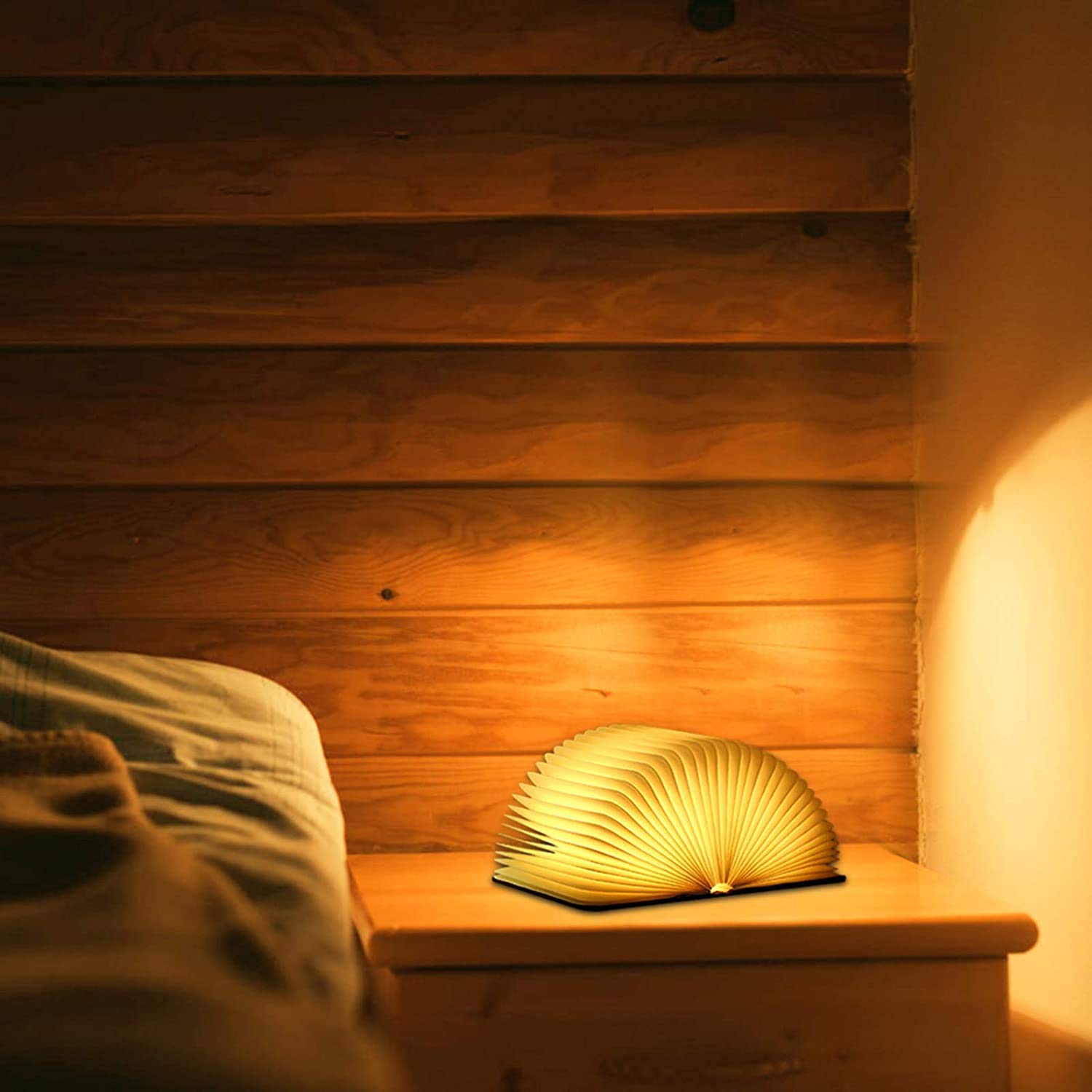 Molbory Wooden Book Light,Novelty Folding Book Lamp, Folding Night Light Warm White,USB Rechargeable Wooden Table Lamp,Magnetic Design- Creative Gift Home Office Decor for Family Girlfriend