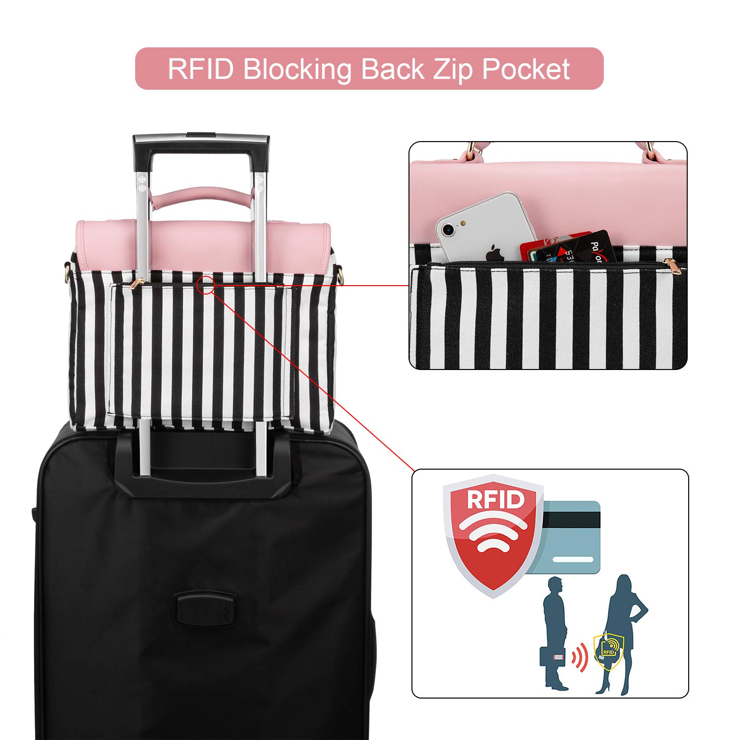 LOVEVOOK Computer Bag for Women Laptop Messenger Bag for Work College, Slim-Pink, 15.6-Inch