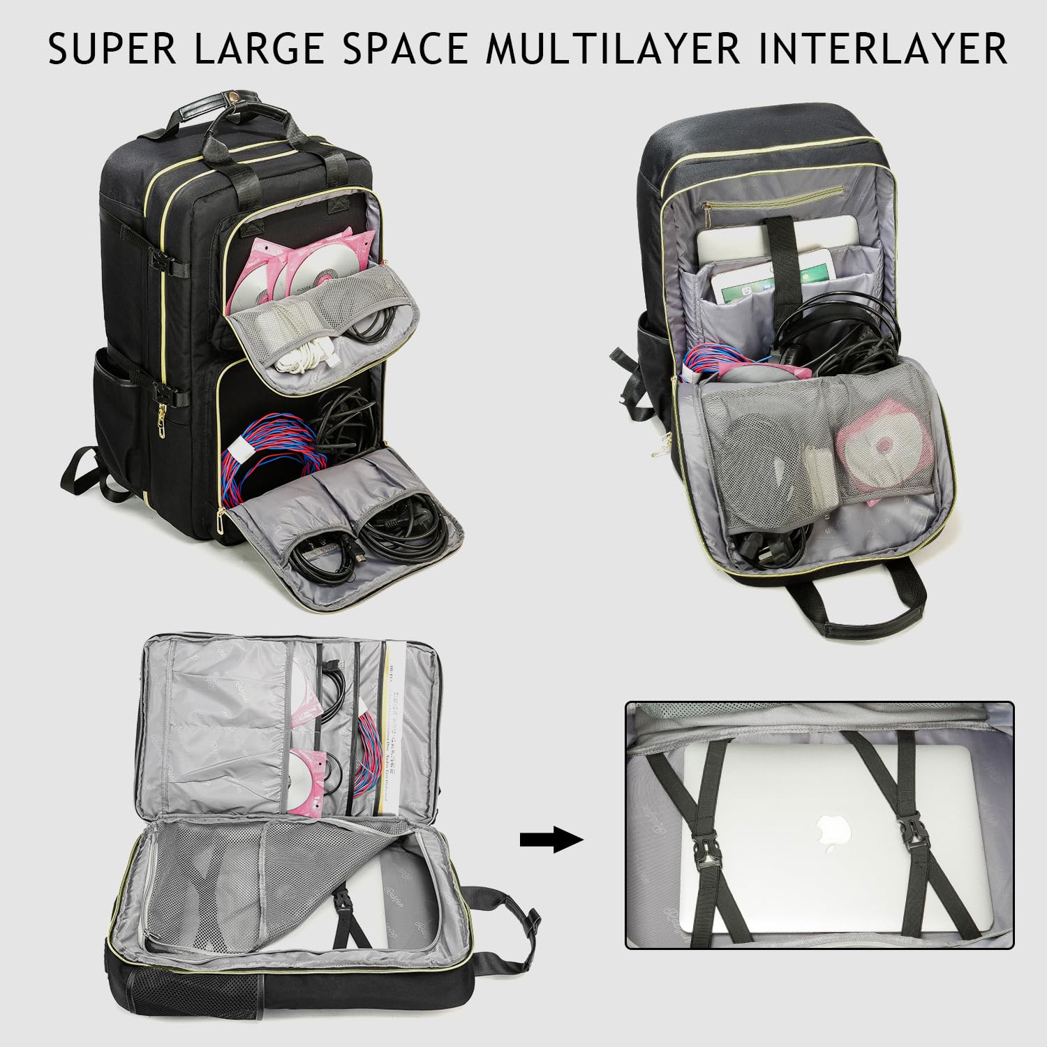 Rabjen DJ Backpack for Club Gigs, DJ Mixer Case Compatible with Pioneer DJ DDJ-REV1, DJ Controller, Novation Launchkey 37 Key Keyboard and More Equipment