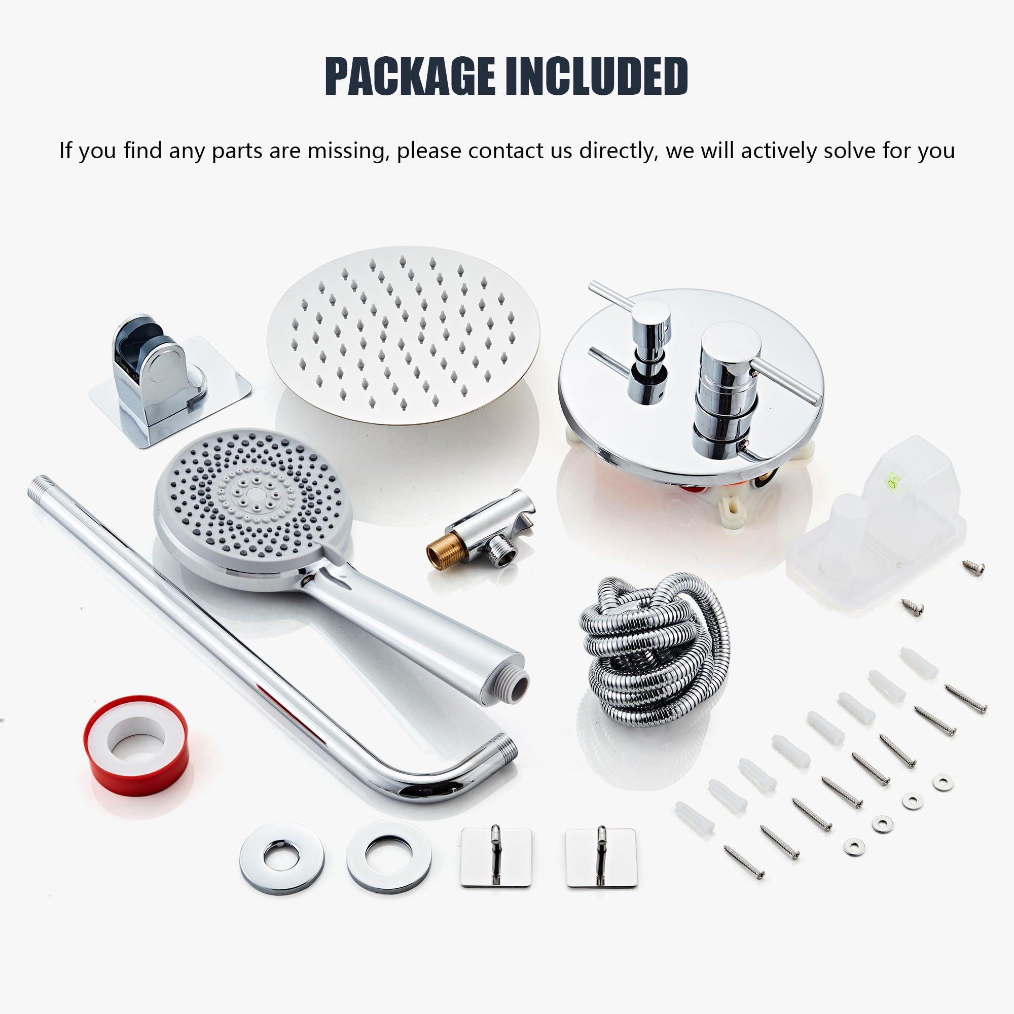 LCEVCGK Shower System, Matte Black Wall Mounted Shower Faucet Set Complete for Bathroom with 8 Inch Rain Shower Head and 3-Setting Handheld Shower Head Combo, Shower Valve with Trim and Diverter
