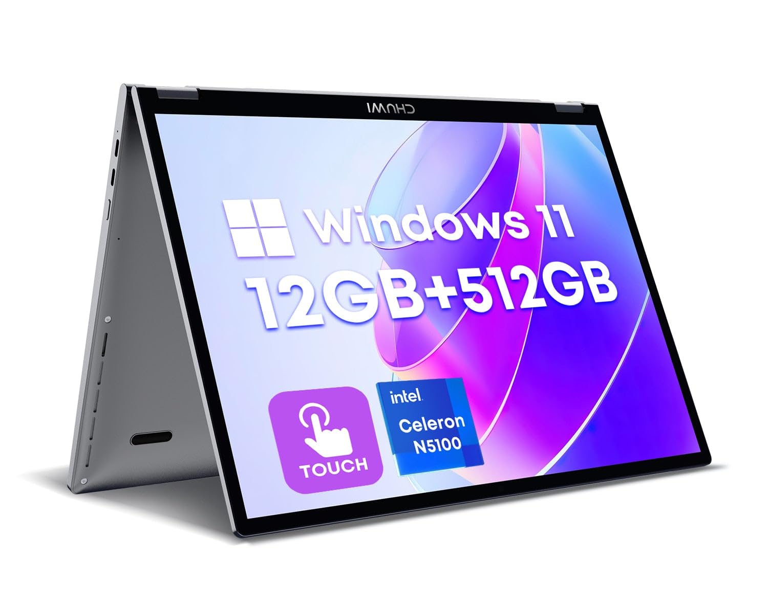 MiniBook X Laptop 2-in-1 Yoga Mode Intel N100 N5100 10.51 Inch 12GB 512GB SSD Windows 11 Notebook Spain/MiniBook X Grey/EU|Intel N5100