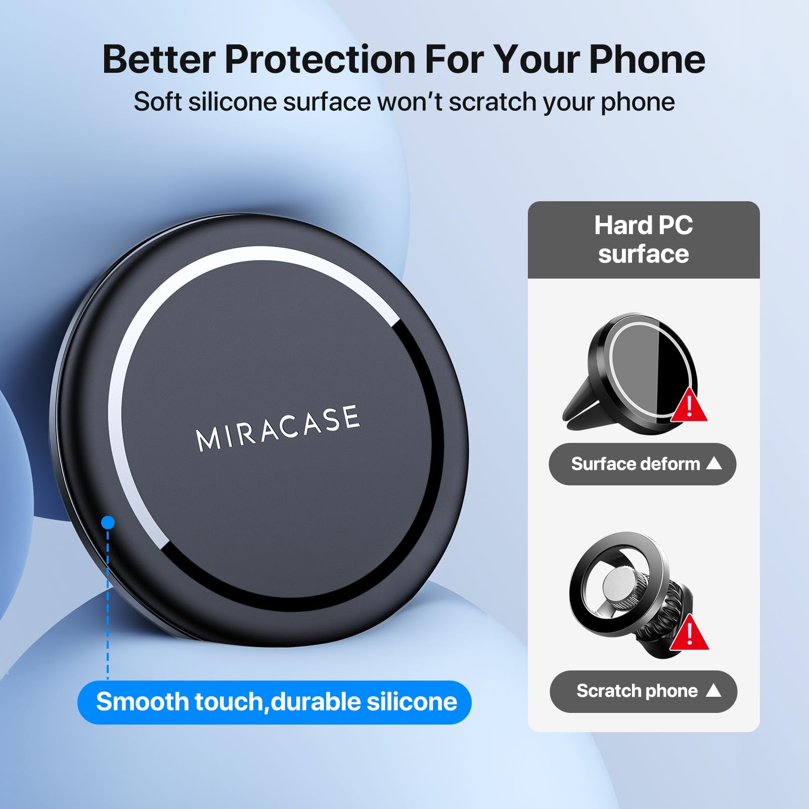Miracase Fits for MagSafe Car Mount, [Upgraded Suction& Long Arm] Magnetic Phone Holder for Car Dashboard Windshield Vent Compatible with iPhone 15/14/13/12, Samsung and All Phones