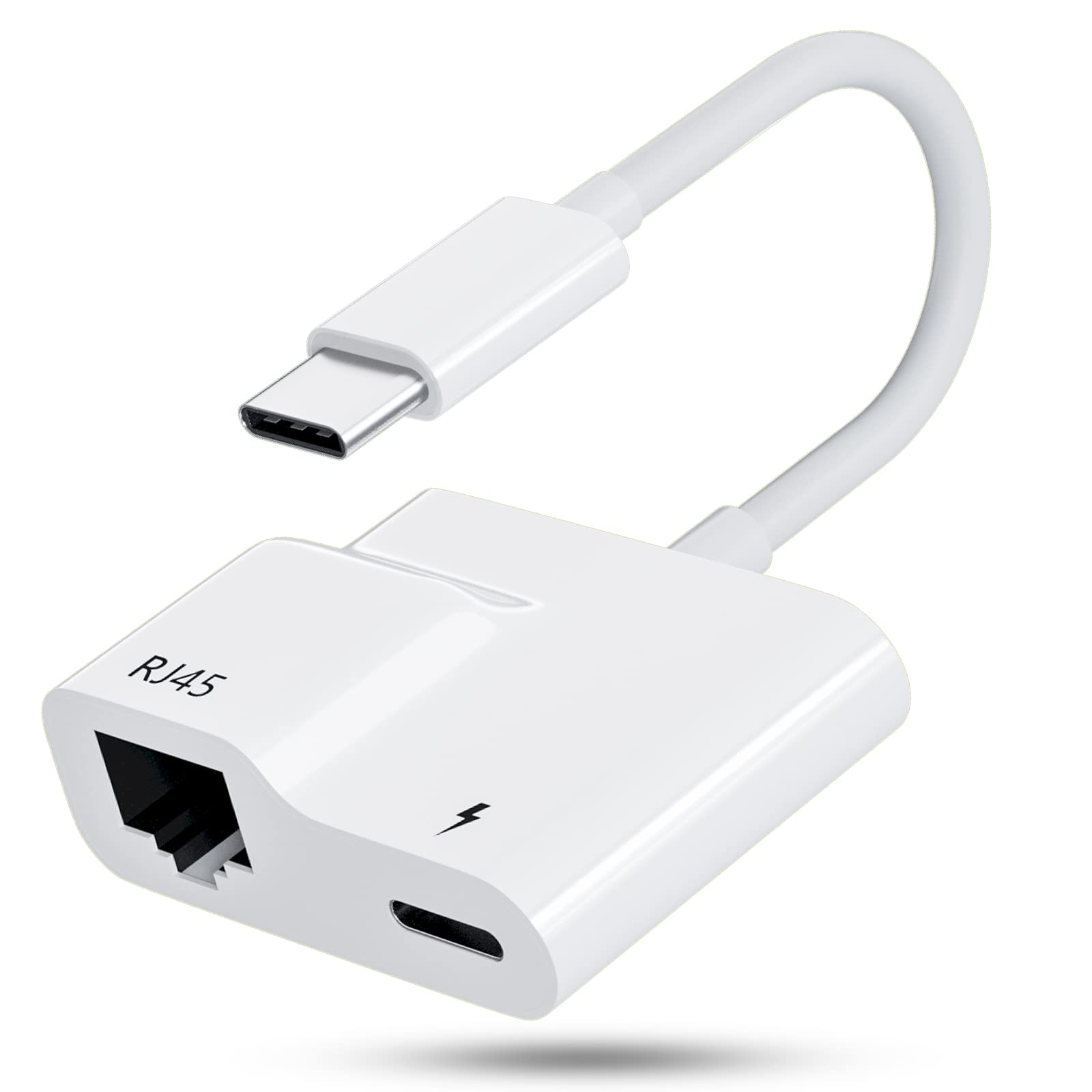 USB C to Ethernet Adapter,Type C ethernet adapter RJ45 100Mbps Ethernet Network Adapter with 60W Charger Port Compatible with MacBook Pro/Air, iPad Pro, Plug and Play