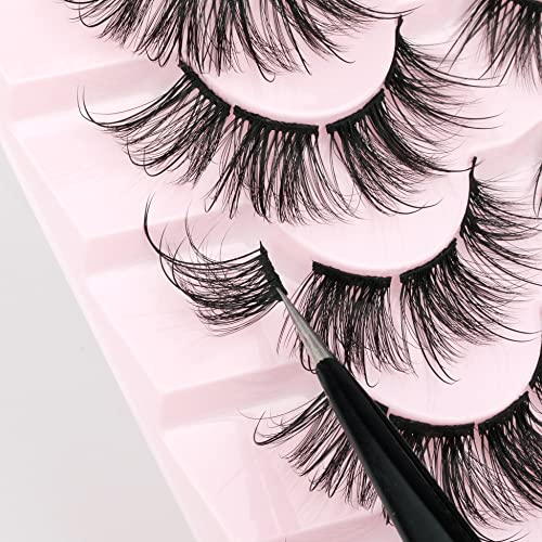 Mink Lashes Cluster Natural Fairy Strip False Eyelashes Wispy D Curl Lashes That look like Extensions Fluffy Cat Eye Fake Eye Lashes Pack by EYDEVRO, 40 Clusters, 12-15mm