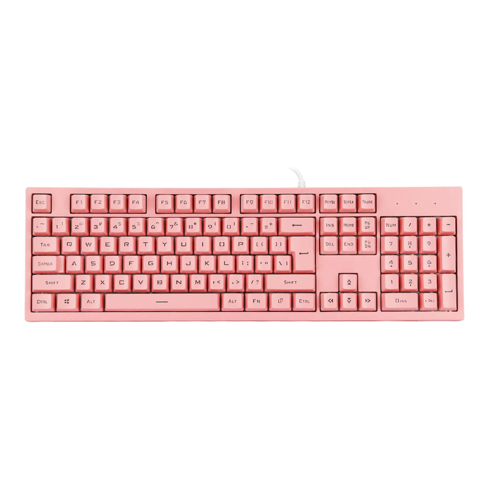 Shanrya Gaming Keyboard, USB Interface 104 Keys Plug & Play Comfortable Laptop Keyboard, Computer Accessory for PC Laptop Office Home(Pink)