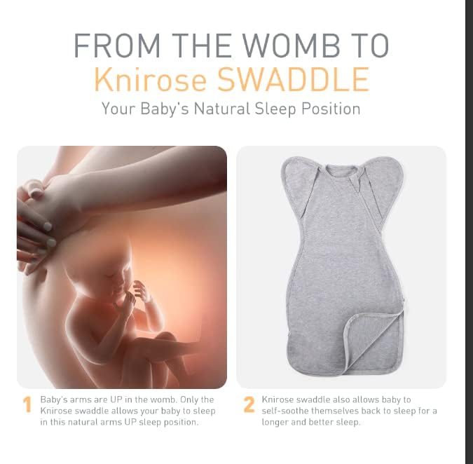 Knirose 3-Way Wearable Swaddle Blankets Sleep Sacks with Arms Up, Hands Up Sleeping Sack Easy Diaper Changing Sleeping Bag for Baby Boy Girl Newborns Transitions to Arms-Free Calms Startle Reflex