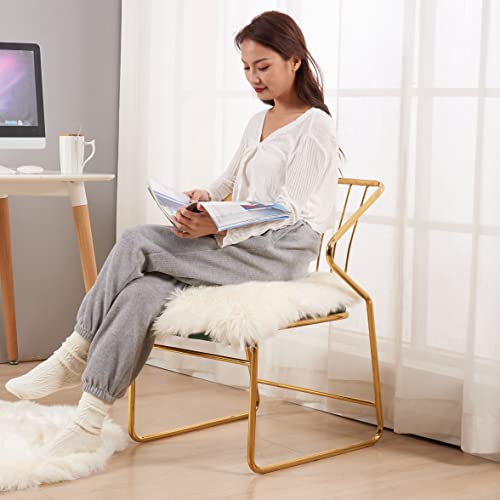 Outlavish Sheepskin Seat Pad Covers, 20x20 Square Medical Cushion for Chairs & Stools, Super Soft Fur & Extra Memory Foam Layer (Pearl White, 20x20)