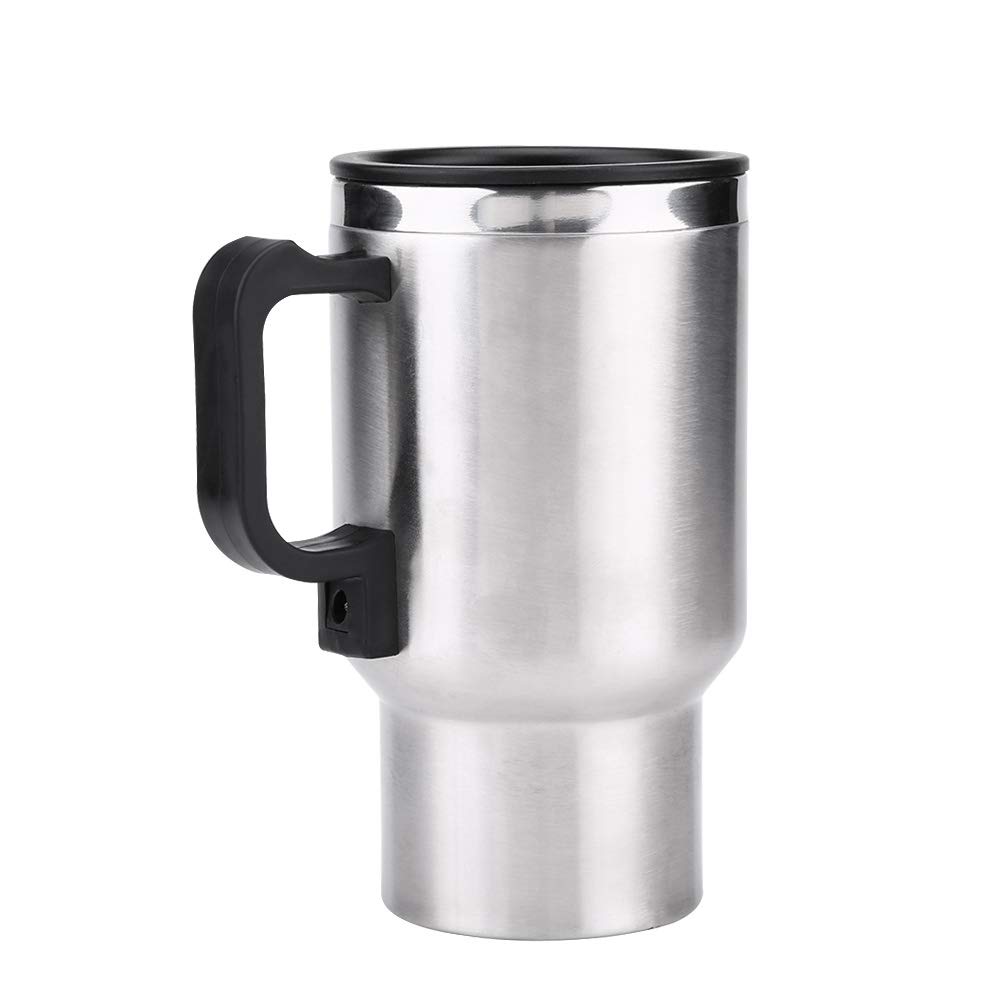 Oumefar 12V 450ml Car Heating Cup, Electric Car Stainless Steel Travel Heating Cup Car Electric Cup Coffee Tea Car Cup Mug Warmer Car Kettle Boiler