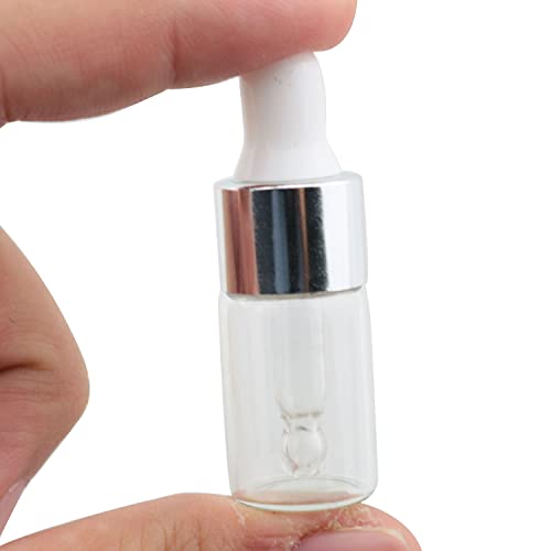 TAODAN Glass Dropper Bottles 10pcs 3ml Clear Glass Vials Sample Dropper Bottle Empty Essential Oils Bottles With Pipettes