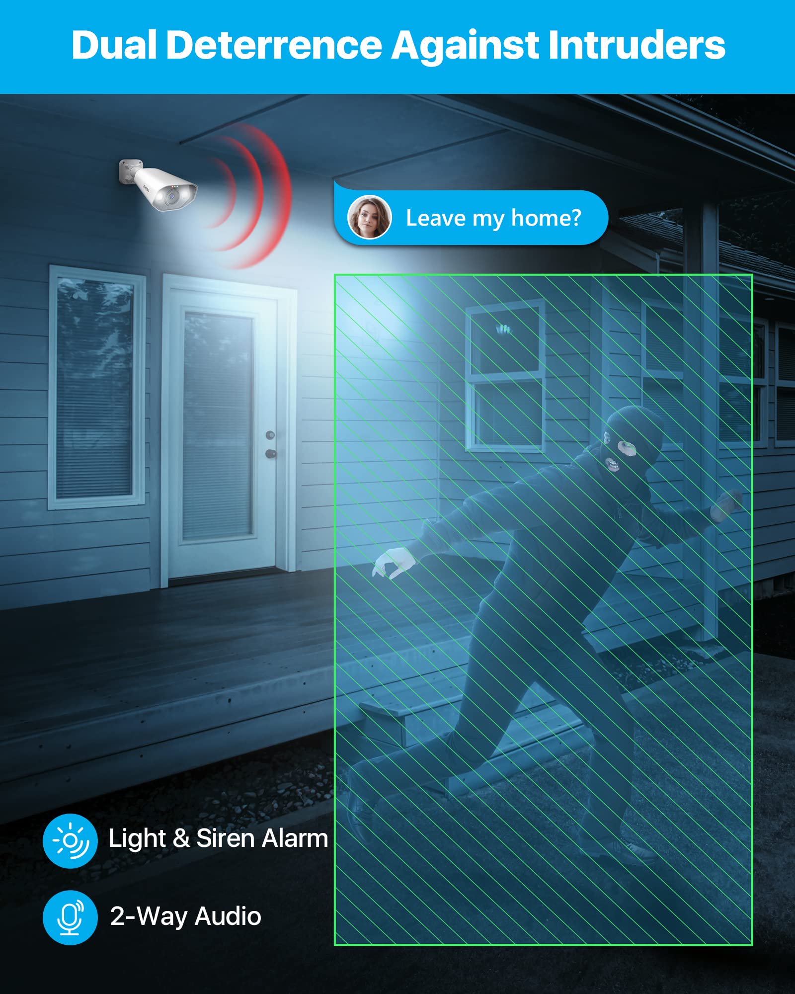ZOSI 8CH 4K Spotlight Home PoE Security Camera System,8CH 8MP NVR with 2TB HDD,8 x 5MP Outdoor PoE IP Cameras,Person Vehicle Detection,2-Way Audio,Night Vision,Sound&Light Siren,for 24-7 Recording