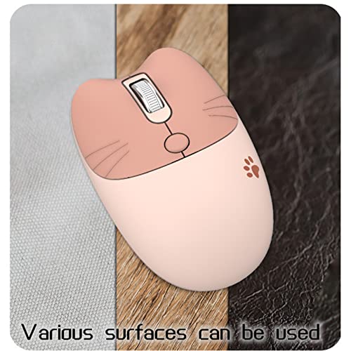 SHUOOFU Bluetooth Dual Wireless Mouse, Cute Women's 2.4G Bluetooth Wireless Mouse with USB Receiver, Ergonomic Mouse Compatible with Laptop, iPad, MacOS, PC, Windows, Android