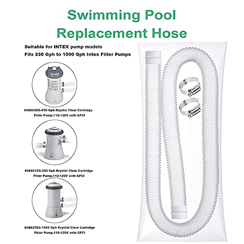 Swimming Pool Replacement Hoses,1.25in Diameter Pool Filter Pump Replacement Hoses(2pcs),Premium Quality Kinkproof PE, Compatible with Pump 330 GPH, 530 GPH, and 1000 GPH.(59”Length)