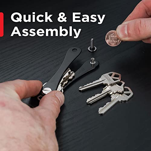 KeySmart Key Holder for Keychain Key Ring - Compact Key Organizer Key Chain Key Case, Minimalist Pocket-Sized EDC Keychain, Loop Piece for Car Fobs, Expandable (up to 8 Keys, Black)