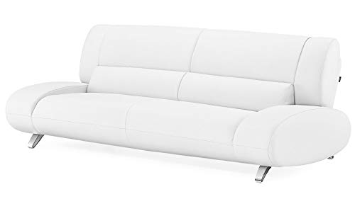 Zuri Furniture Modern Aspen White Microfiber Leather Sofa