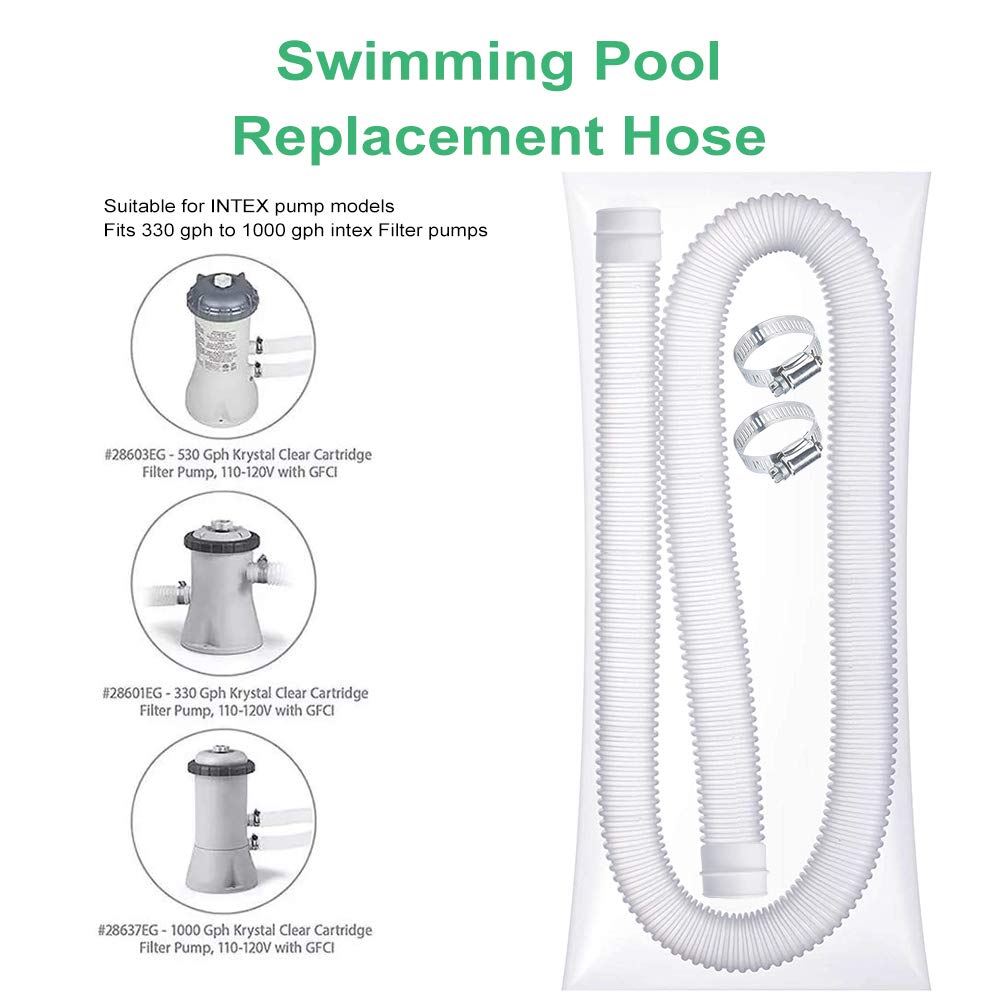Swimming Pool Replacement Hoses,1.25in Diameter Hoses(2pcs),Premium Quality Kinkproof PE,Pool Filter Replacement Hoses Compatible with Filter Pump 330 GPH, 530 GPH, and 1000 GPH.(59” Length)