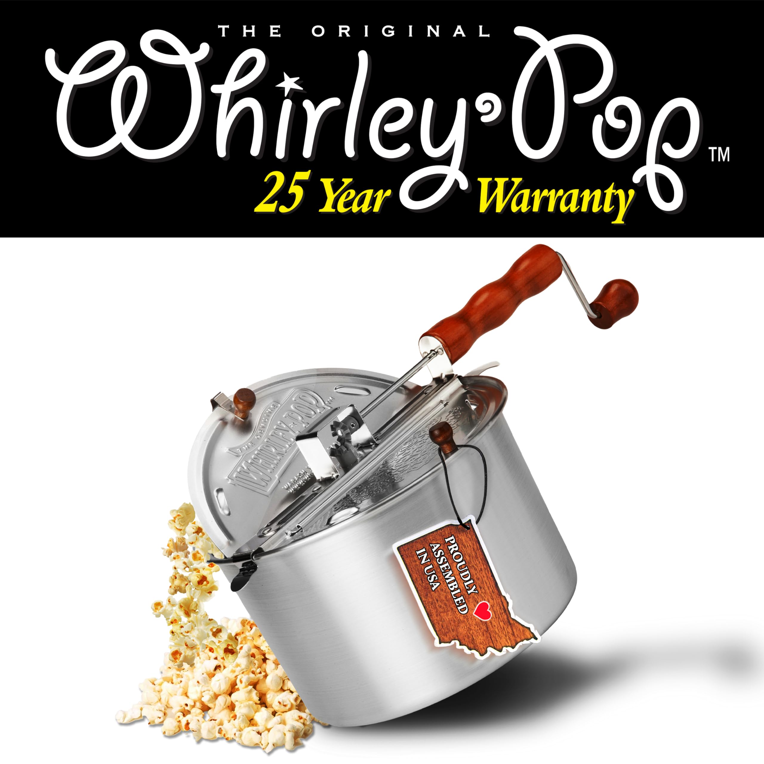 Original Whirley-Pop Popcorn Popper Kit - Metal Gear - Stainless Steel - 1 Real Theater All Inclusive Popping Kit