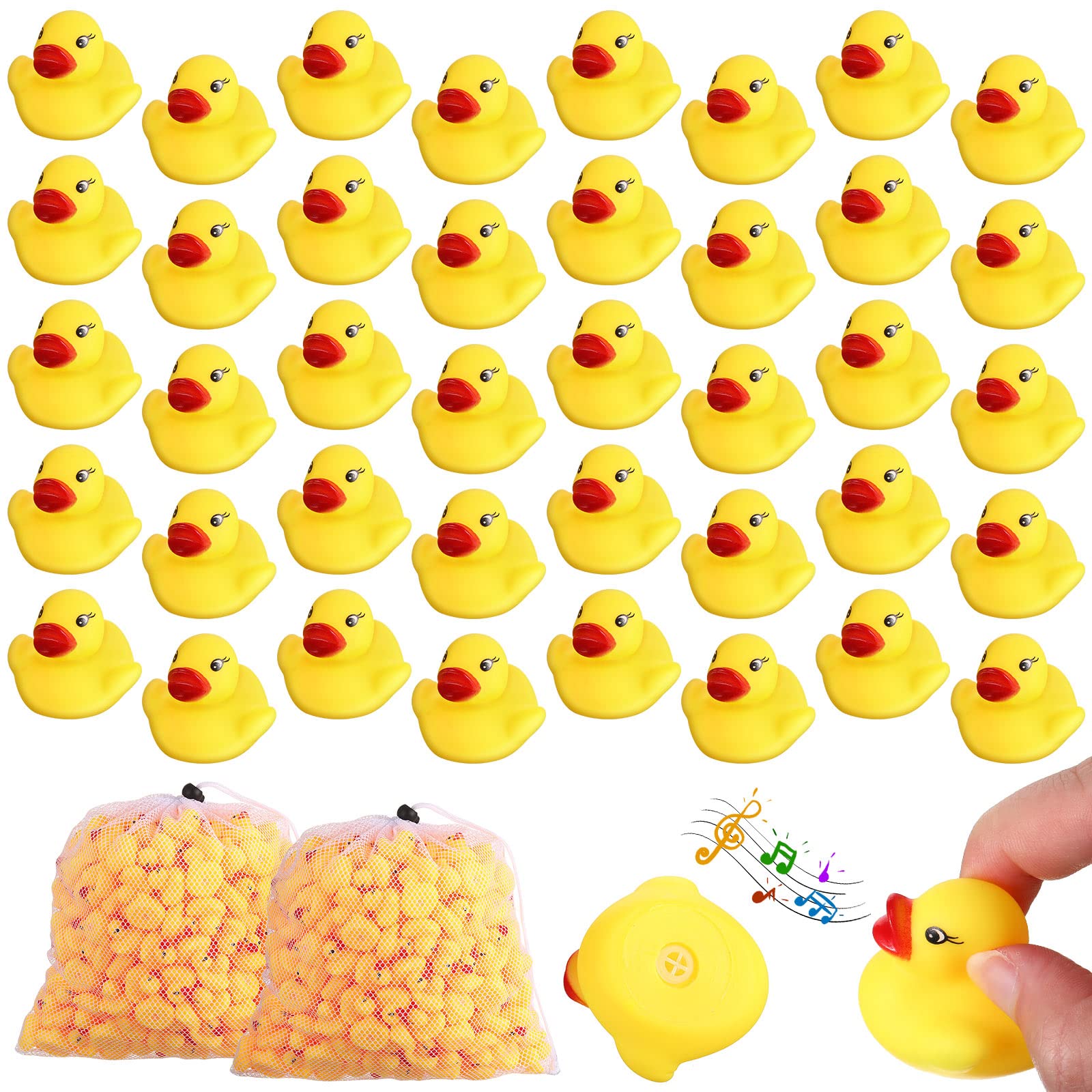 Shappy Mini Rubber Ducks Bulk with Bags Yellow Tiny Ducks Squeak & Float Duck for Shower Ducks Bathtub Birthday Party Decoration(300 Pcs), 11.8x13.8 Inch