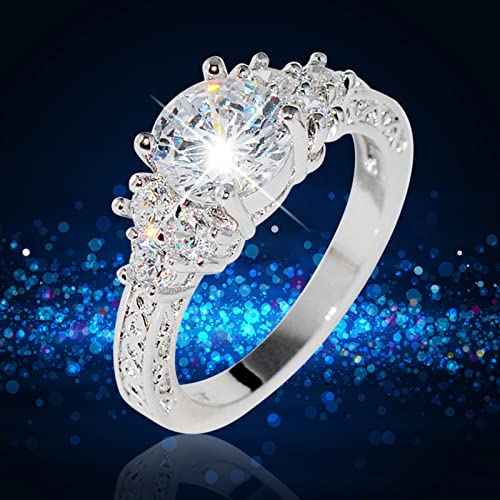 Rings for Women Natural Silver Gemstone Luxury Stylish Bride Engagement Wedding Party Ring Valentine's Day Gifts