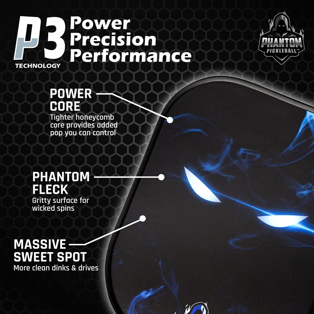 Phantom Sniper 13mm Carbon Fiber Elongated Body Pickleball Paddles - Max Grit and Spin - USAPA Approved β Pickleball Rackets - Pickle-Ball Equipment with Polypropylene Core β Lightweight (Steel)