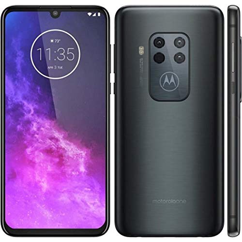 Moto One Zoom (128GB, 4GB) 6.4" HD+, 4000mAh Battery, Snapdragon 675 Dual SIM Unlocked (AT&T/T-Mobile/MetroPCS/GSM) International Version XT2010-1 (Grey Techno, 64GB SD + Case Bundle)