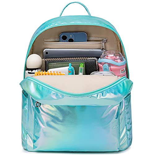 LEDAOU Mini Backpack Girls Cute Small Backpack Purse for Women Teens Kids School Travel Shoulder Purse Bag (Metallic Green, 1 Pcs)